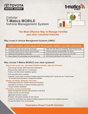 Forklift Fleet Management System Company - Toyota T-Matics | Conger