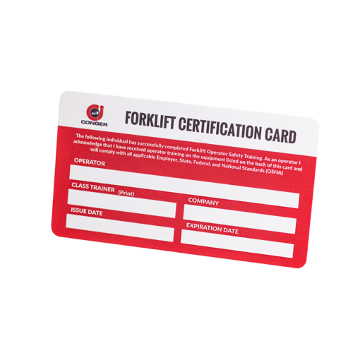Buy Forklift Certification Cards Customizable High Quality Conger